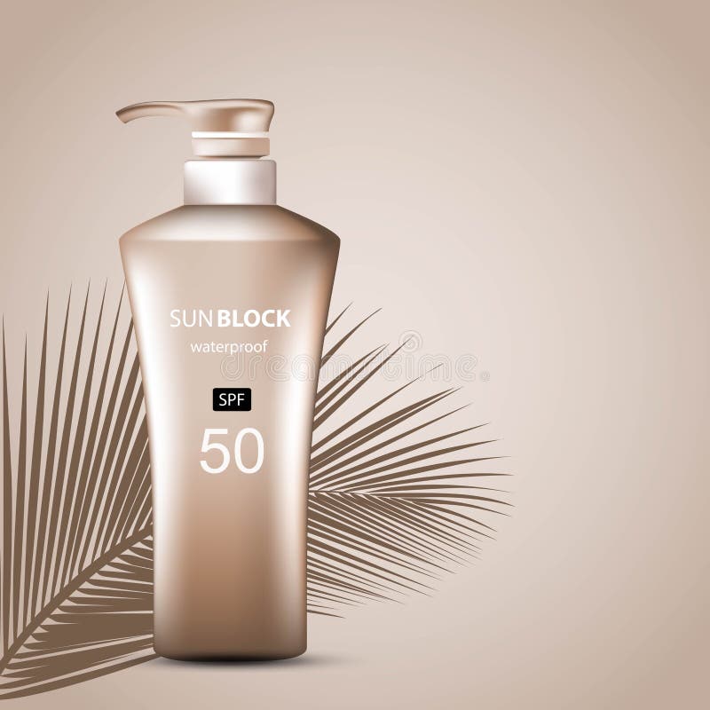 Suntan Cream. Palm Branches on the Background. Vector Illustration ...