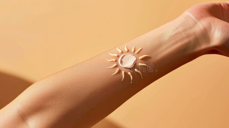 Suntan Lotion on Woman S Arm in Sun Shape Stock Illustration ...