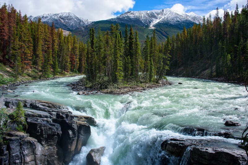 Sunwapta Falls Jasper National Park Stock Image - Image of scenic ...