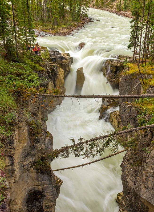 Sunwapta Falls On A Frosty January Day, Jasper, National Park Alberta ...