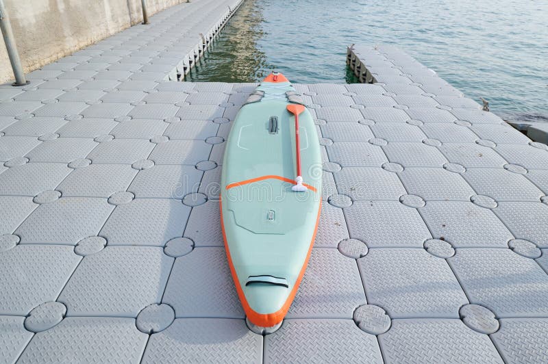 SUP Board on a Modular Floating Docks System in the Sea Stock Photo ...