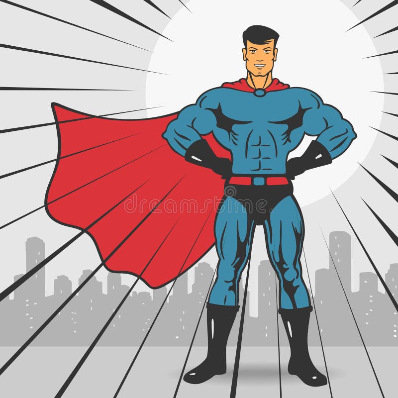 Super Action Hero Stand Vector Illustration Stock Vector - Illustration ...