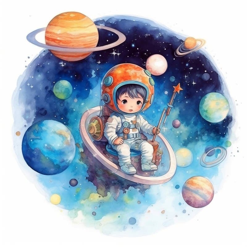 Super Adorable Space Galaxy Nursery Art. Generative AI Stock ...