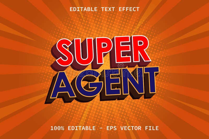 Super Agent with Comic Style Editable Text Effect Stock Vector ...
