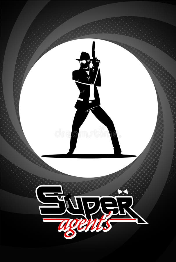 Man Super Agent. in a Black Suit with a Pistol Stock Vector ...