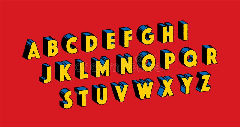 The Super Alphabet. 3d Effect Design Letters. Retro Comic Typography ...