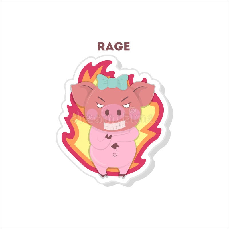 Super angry pig sticker. stock vector. Illustration of rage - 90491137