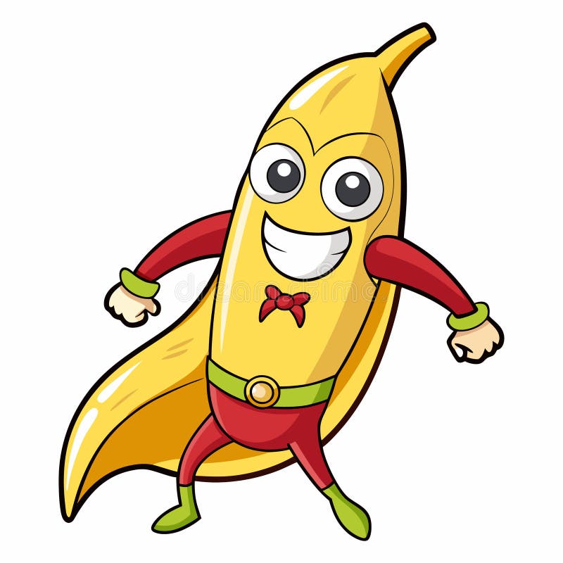 Super Banana Character, Cheerful and Dynamic Stock Vector ...
