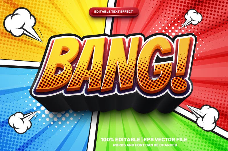 Super Bang Comic Cartoon Style Bold 3D Editable Text Effect Style Stock Vector - Illustration of ...