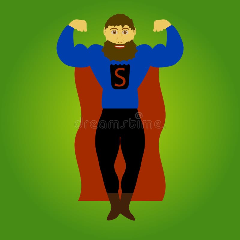 Strong Man, Bearded Hipster Or Super Hero Stock Vector - Illustration ...