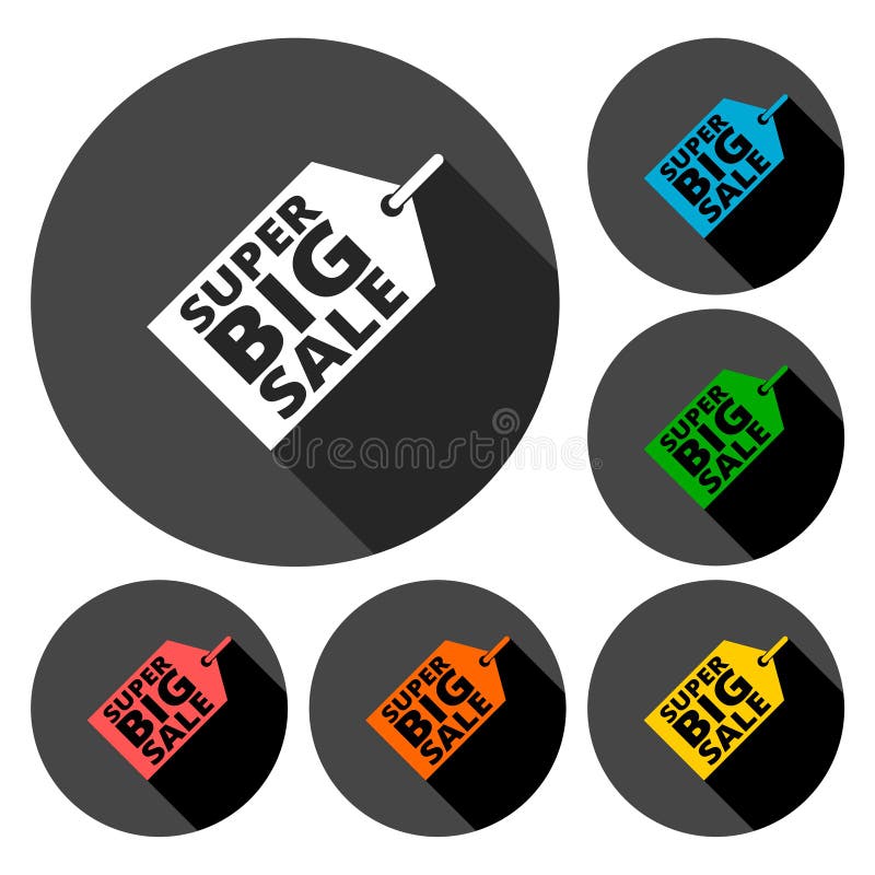 Super Big Sale Icons Set with Long Shadow Stock Vector - Illustration ...