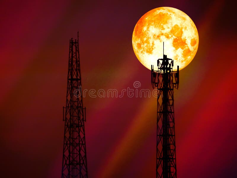 Super Blood Moon Back Shadow Signal Pillar Stock Image - Image of ...