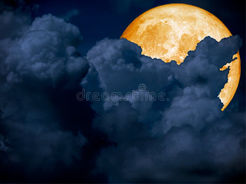 Super Blue Blood Moon Back on Cloud Night Sky Stock Photo - Image of ...