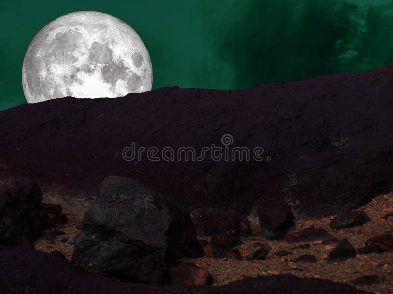 Super Blue Harvest Moon Back on Silhouette Cloud on Sunset Sky Stock ...