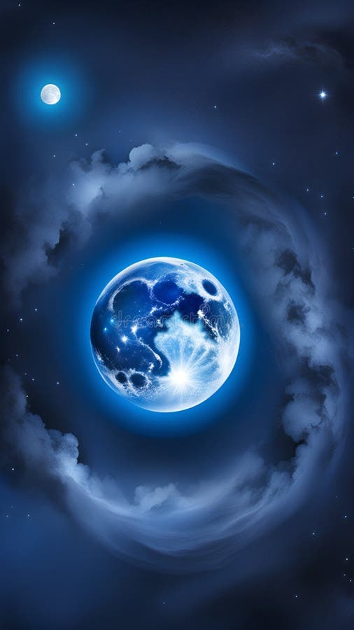 Super Blue Moon in the Galaxy Illustration Artificial Intelligence ...
