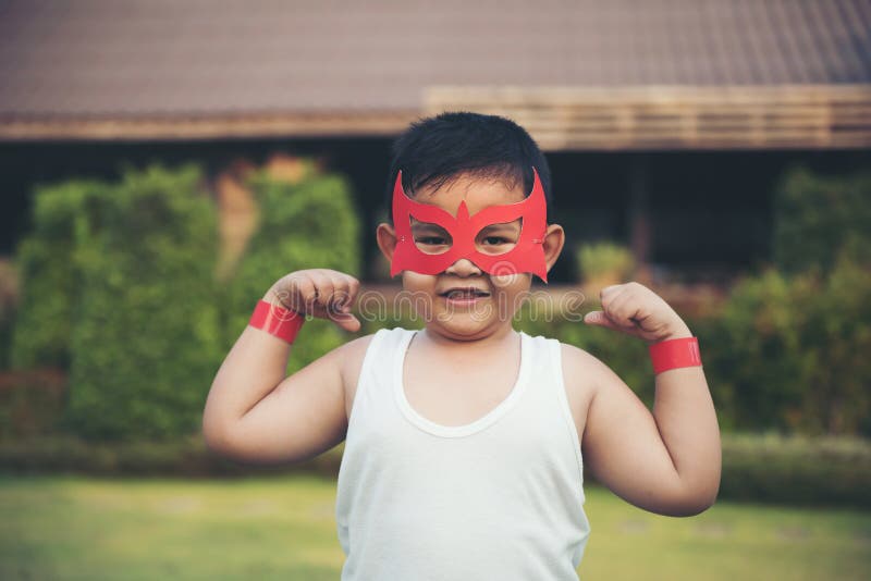 Super Boy Standing Show Power Strong Stock Photo - Image of freedom ...