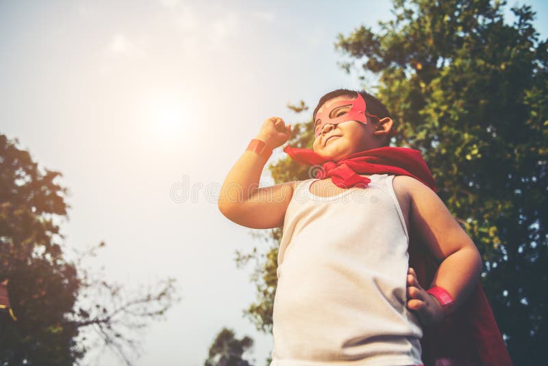 Super Boy Standing Show Power Strong Stock Image - Image of kids ...