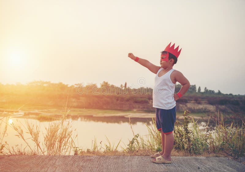 Super Boy Standing Show Power Strong Stock Photo - Image of childhood ...