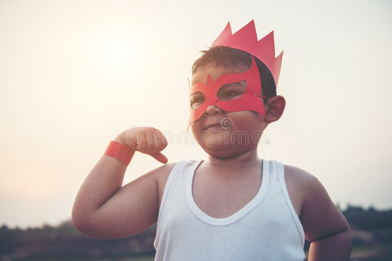 Super Boy Standing Show Power Strong Stock Photo - Image of standing ...