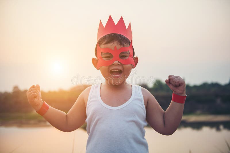 Super Boy Standing Show Power Strong Stock Image - Image of victory ...