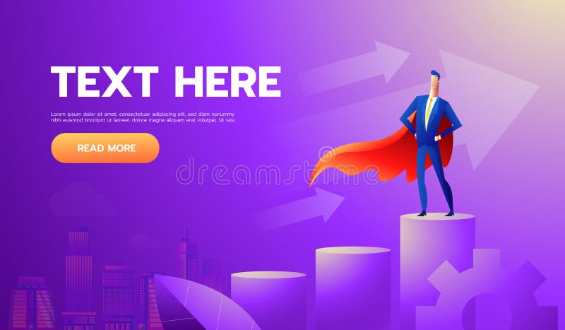 Super Businessman or Manager Standing on the Top of the Graph. Superman ...