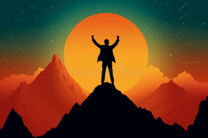 Super Businessman Sunset. Generate Ai Stock Illustration - Illustration ...
