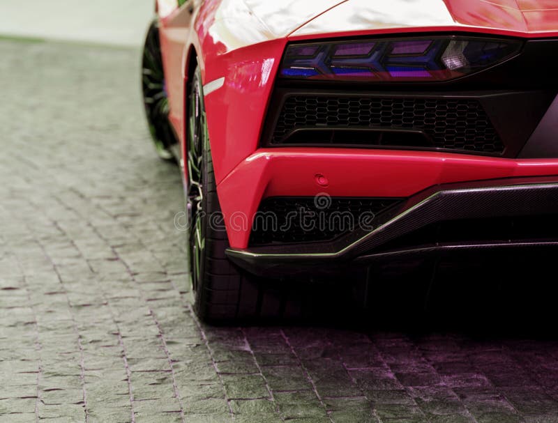 Super car back view stock image. Image of metallic, black - 268489997