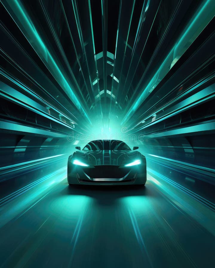 Super Car, Front View in Motion, Fast Speed Stock Illustration ...