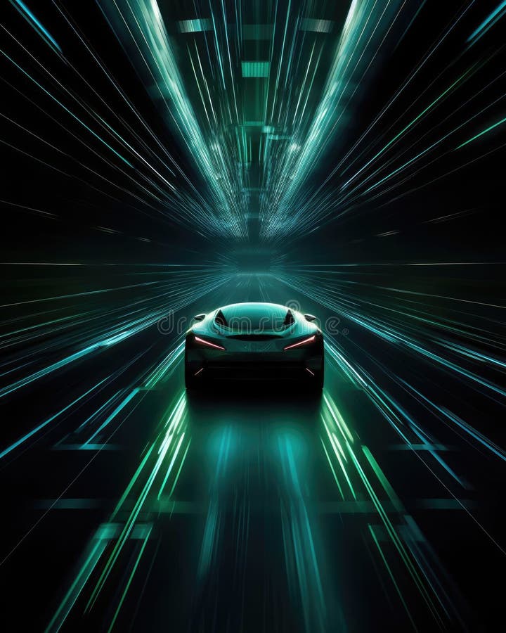 Super Car, Front View in Motion, Fast Speed Stock Illustration ...