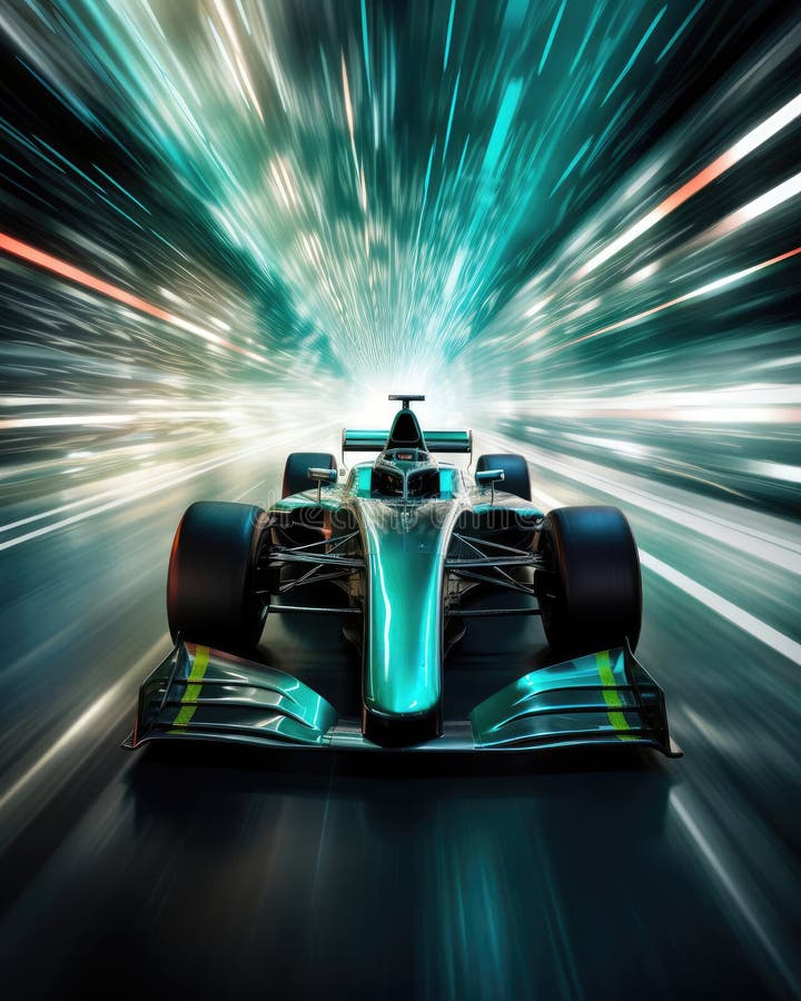 Super Car, Front View in Motion, Fast Speed Stock Illustration ...