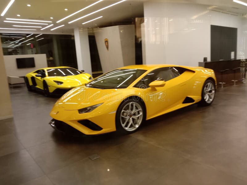 Super Car Lamborghini Yellow Best Editorial Stock Photo - Image of ...