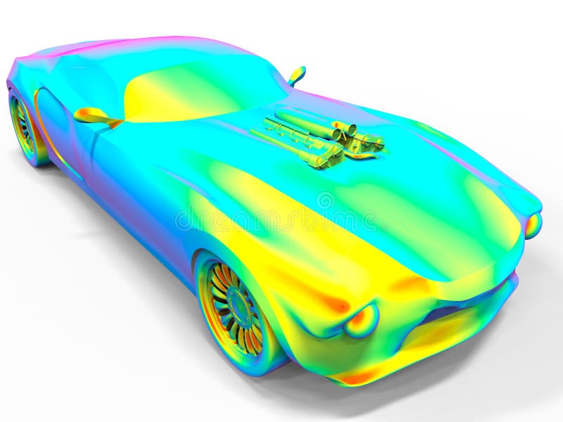 Super Car Painted with Rainbow Colors Stock Illustration - Illustration ...