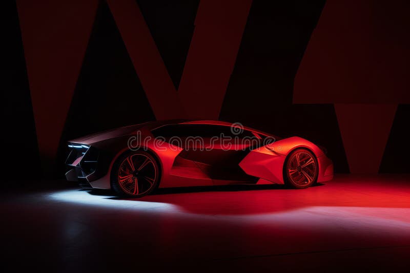 Super Car in the Style of Projection Mapping Light Generative AI Stock ...