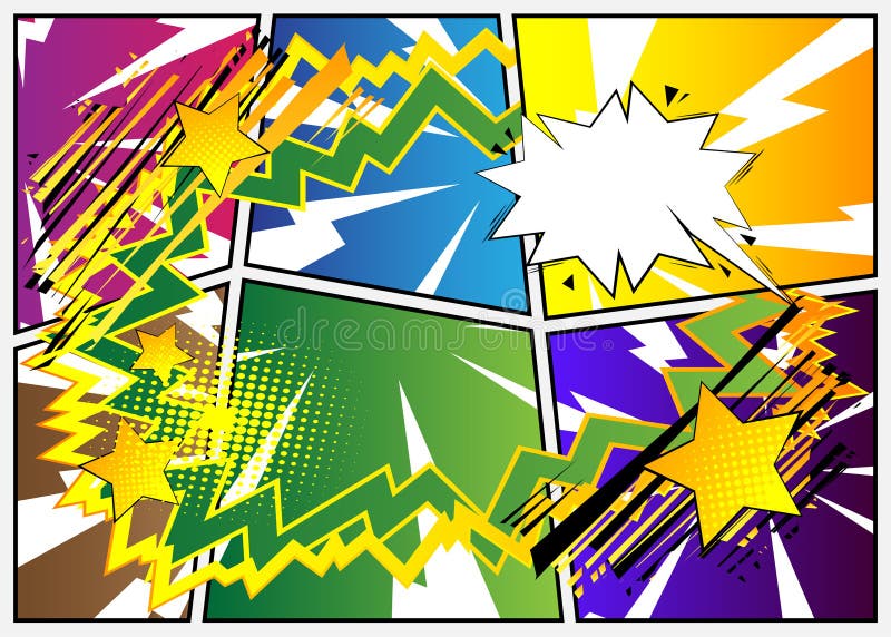 Super Cartoon Abstract Background, Comic Book Page Layout Backdrop ...