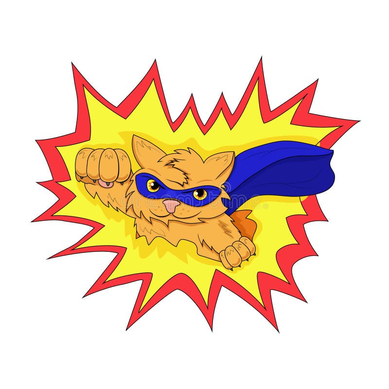 Comic Super Cat stock vector. Illustration of strong - 33187029