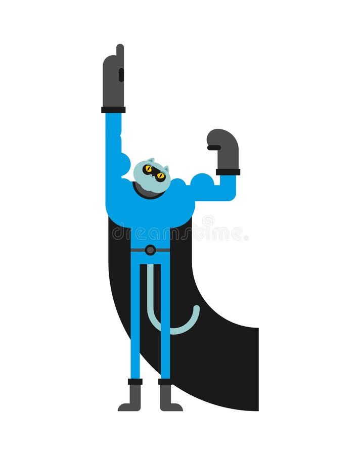 Super Cat. Cat Superhero in Mask and Raincoat Stock Vector ...