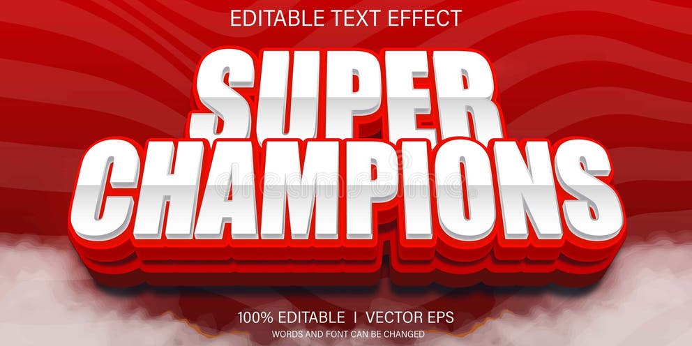 Super Champions Vector Text Effect with Modern Style Design Stock ...