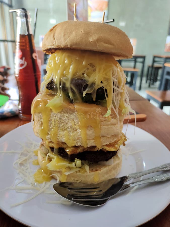 Super cheese burger stock image. Image of restaurant - 236056159