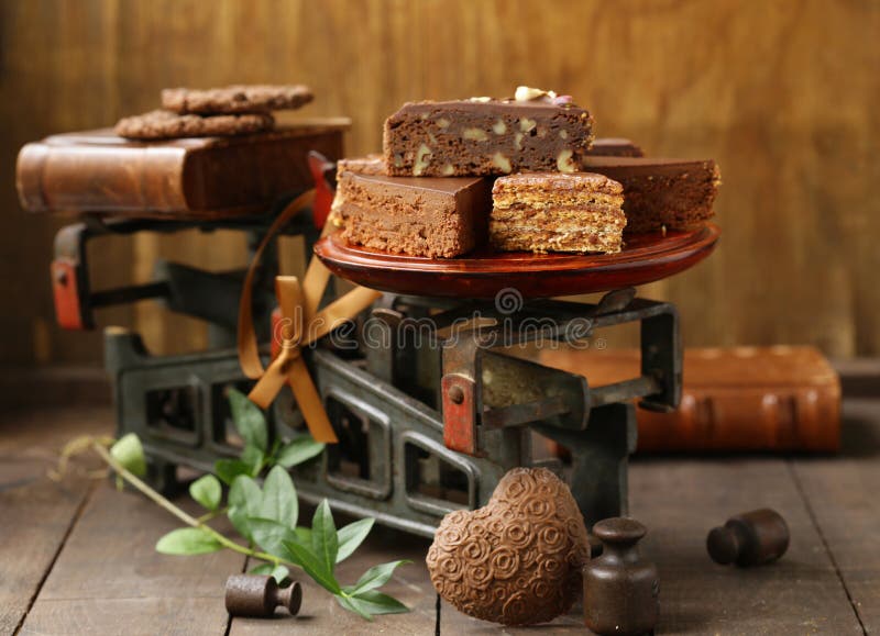 Super chocolate cakes stock photo. Image of meal, piece - 149944094