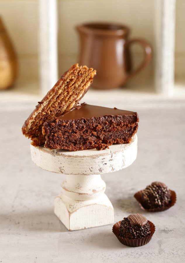 Super chocolate cakes stock image. Image of cream, chocolate - 156812073