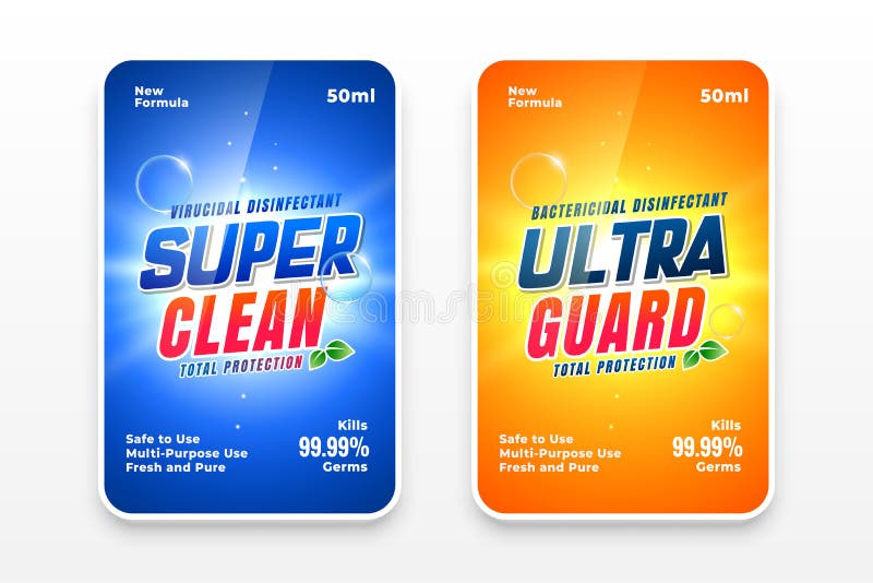 Super Disinfectant and Ultra Cleaner Label Design Template Stock Vector ...