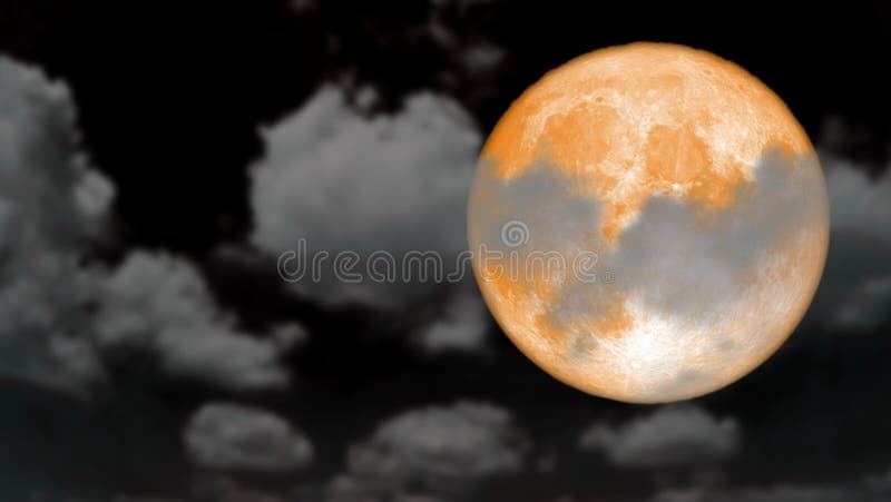 Super Cold Blue Moon Rise Back Blur Dark Cloud on the Night Sky Stock ...