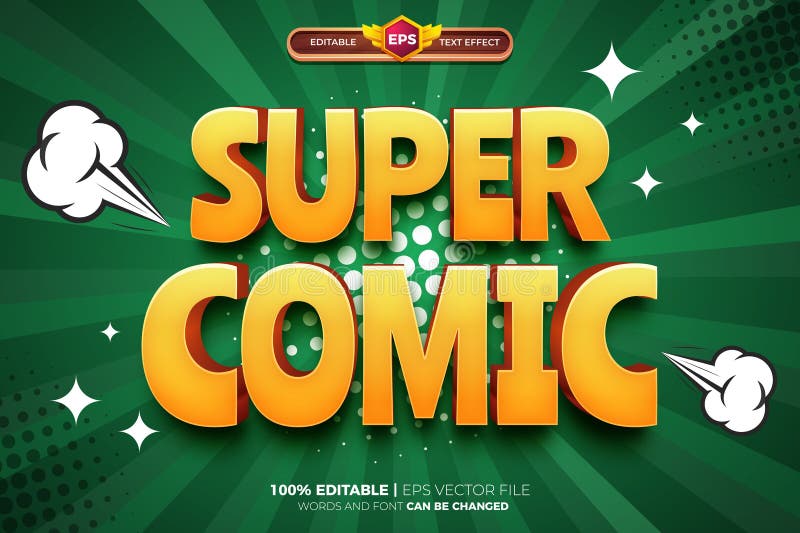 Super Comic Cartoon Game Adventure Editable Text Effect Logo Template ...