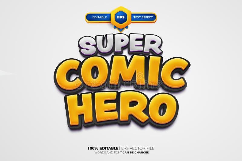 Super Comic Hero Editable Text Effect Style Stock Vector - Illustration ...