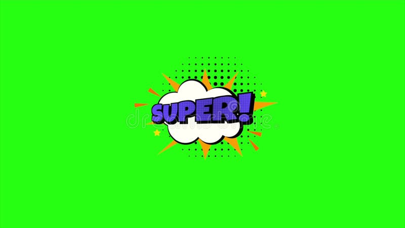 Pow Text Animation with Comic Style on Green Screen Background Stock ...
