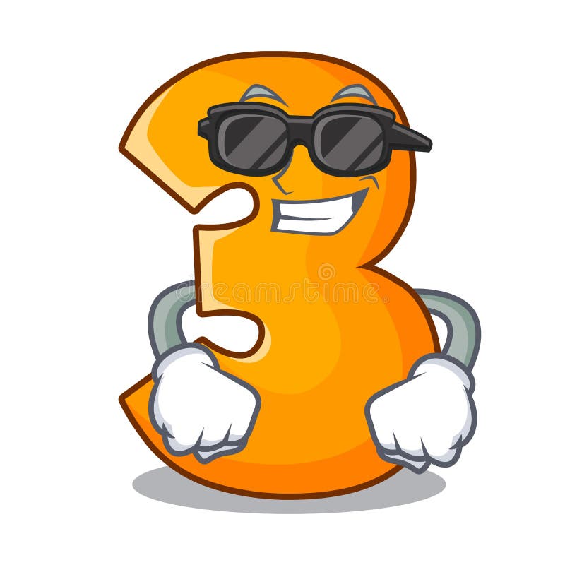 Super Cool Cartoon Number Three on the Wall Stock Vector - Illustration ...