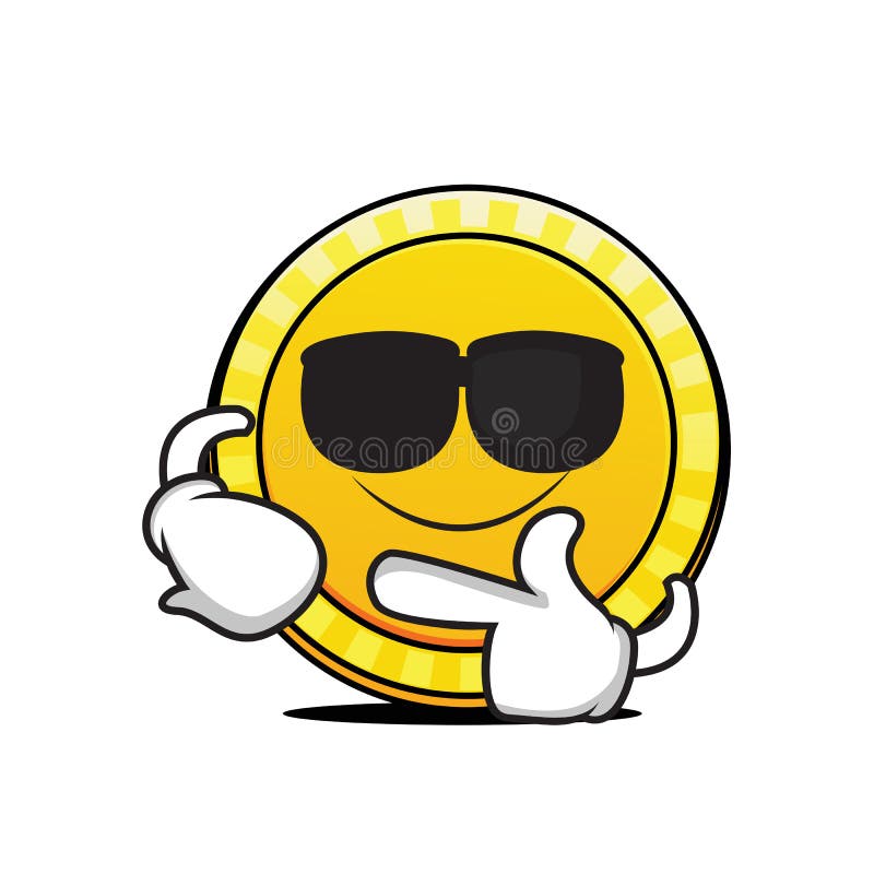 Super Cool Coin Cartoon Character Stock Vector - Illustration of cute ...