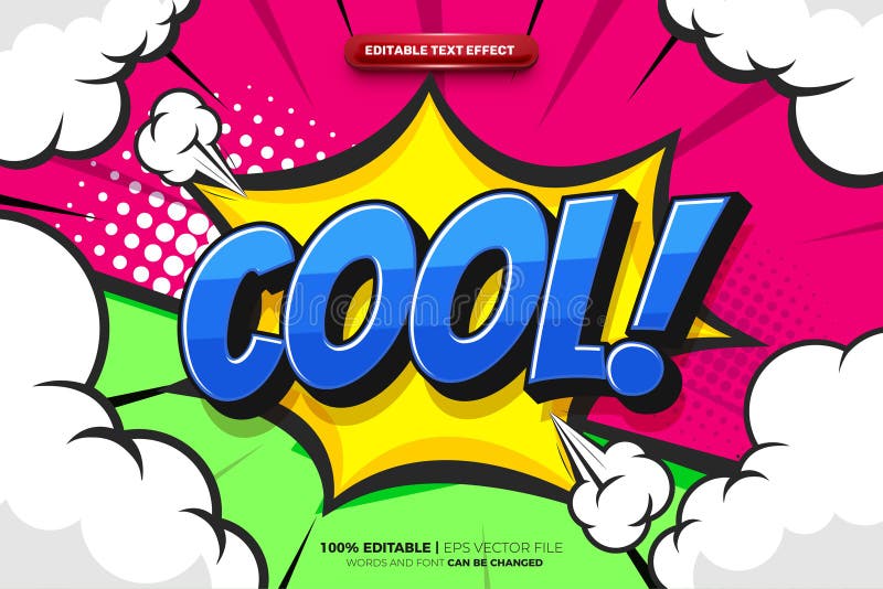 Super Cool Comic Cartoon Retro Pop Art Text Effect Stock Vector ...