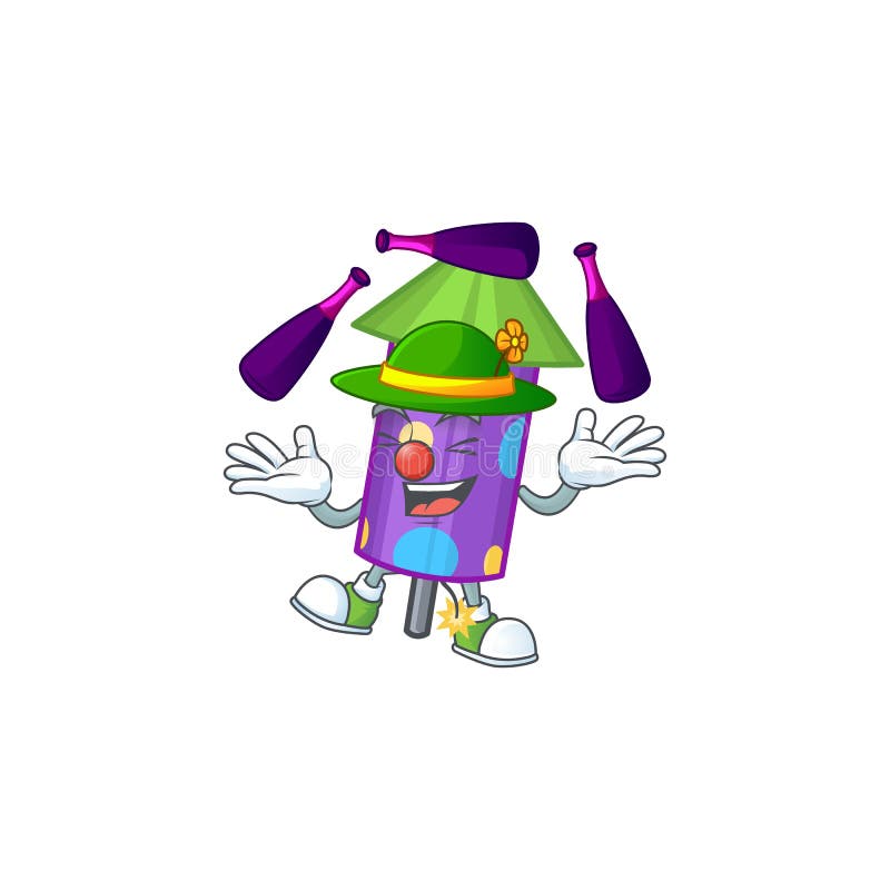 Super Cool Juggling Dot Fireworks Rocket Mascot Cartoon Style Stock ...