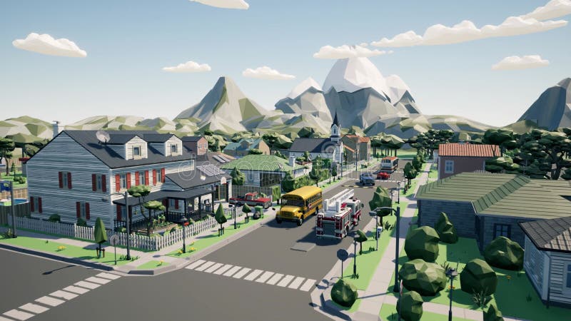 Super Cool Low Poly Town Ideal for a Variety of Projects Including Advertisements, Presentations ...